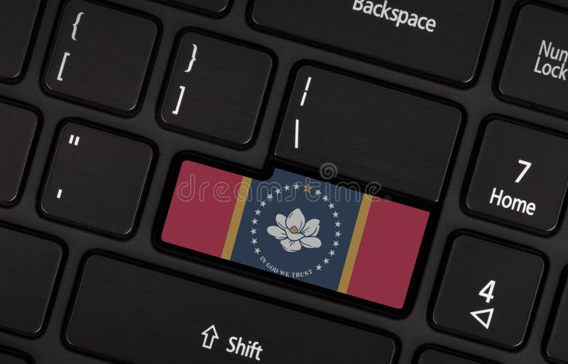 Black Keyboard, Enter-key with the Flag of Mississippi Stock Image ...