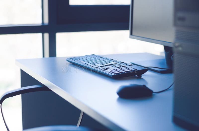 Black Keyboard in Front of Desktop Stock Image - Image of front, tablet ...