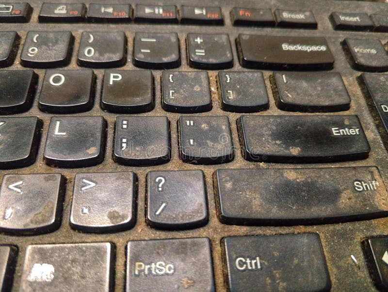 Black Keyboard Full of Dust with Clearly Visible Keys Stock Image ...