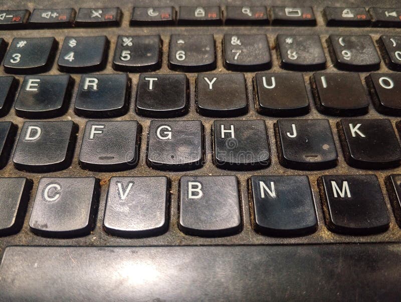 Black Keyboard Full of Dust with Clearly Visible Keys Stock Image ...