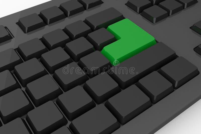 Black Keyboard with Green Key Stock Illustration - Illustration of ...