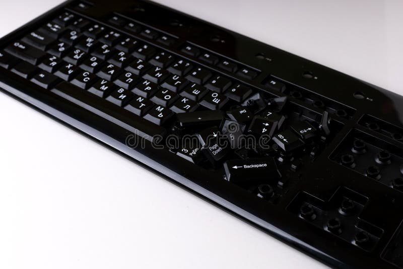 Black Keyboard without Half Keys, Half of the Keys are Scattered ...