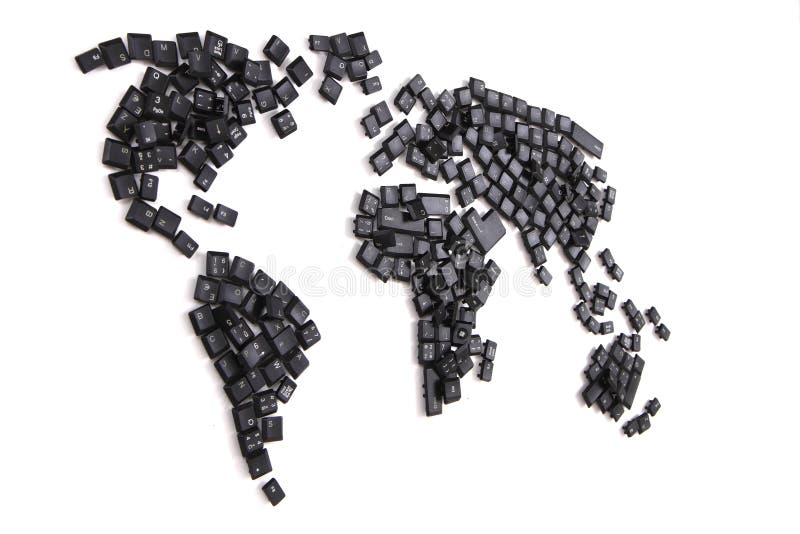 Black Keyboard Keys As World Map Stock Image - Image of design ...