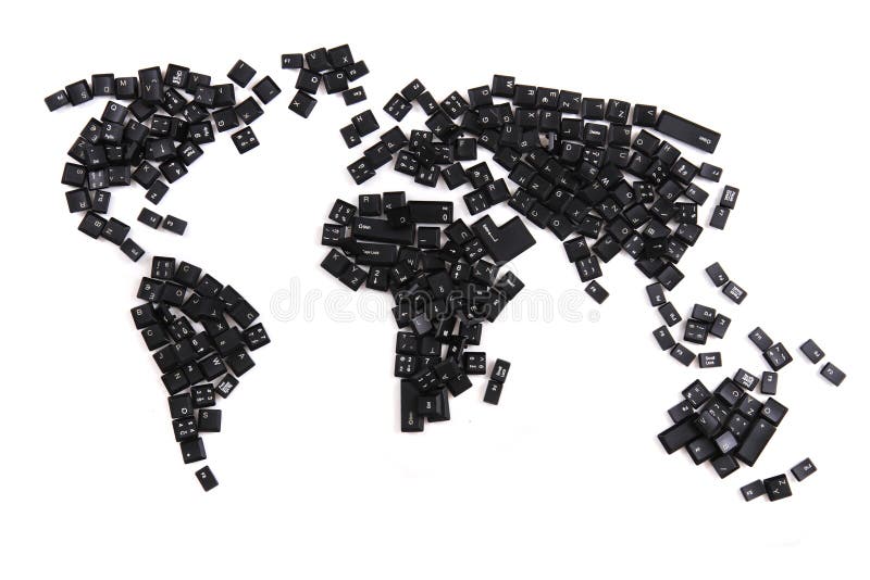 Black Keyboard Keys As World Map Stock Image - Image of keyboard, globe ...