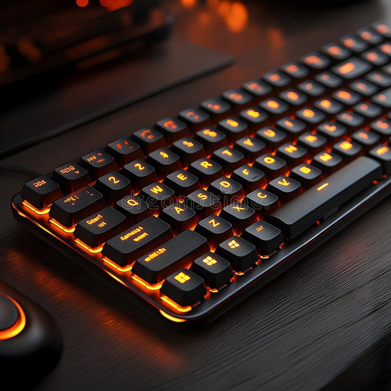 Black Keyboard with Orange Backlighting - Illustration Stock ...