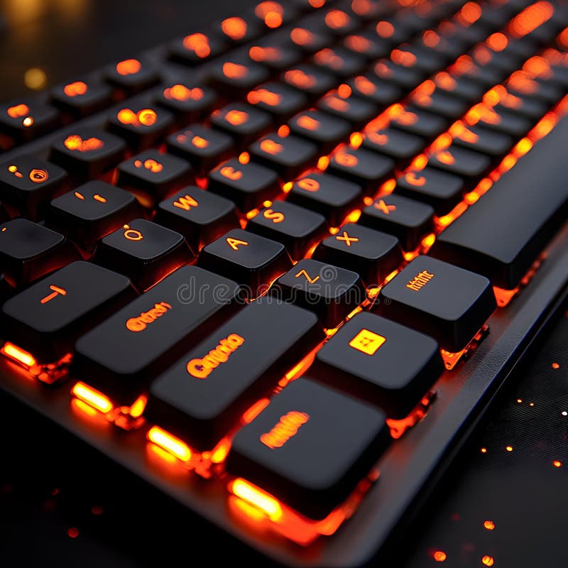 Black Keyboard with Orange Backlighting Illustration Stock Illustration ...
