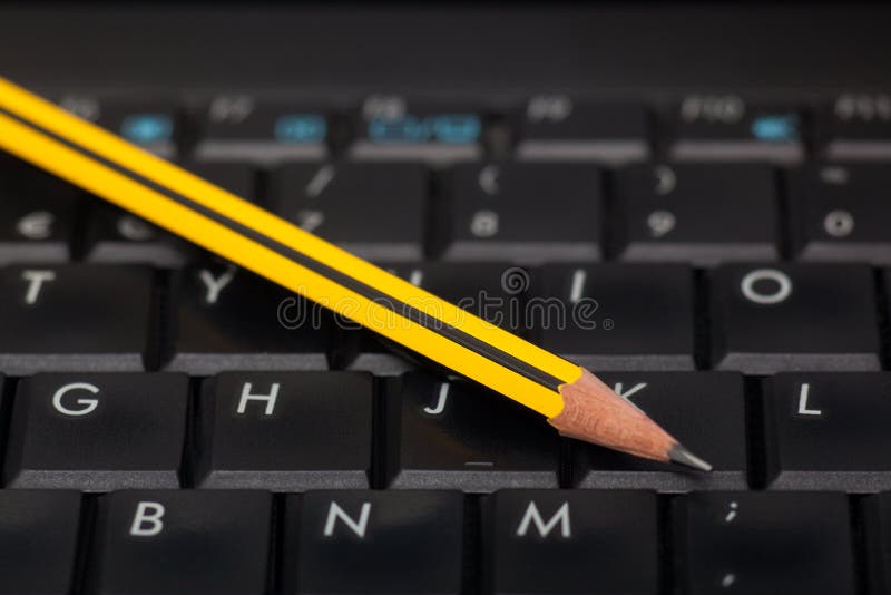 Black keyboard and pencil stock image. Image of detail - 27843967