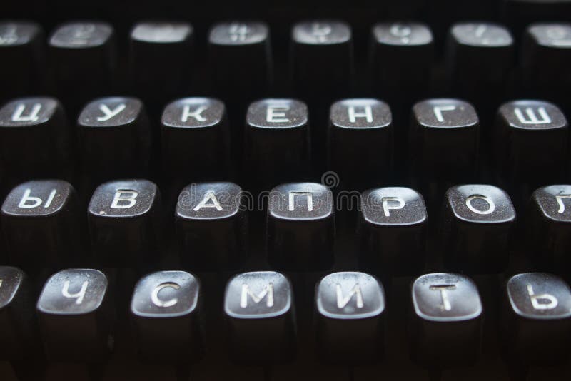 Black Keyboard of a Russian Mechanical Typewriter Closeup Stock Image ...