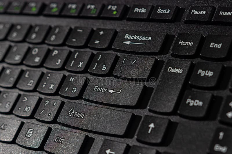 Black Keyboard with White Russian and English Letters Stock Image ...