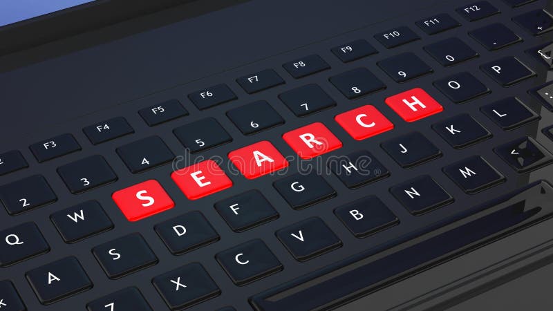 Black Keyboard with Word Search Stock Illustration - Illustration of ...