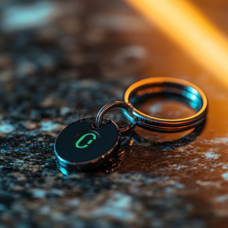 Black Keyring with Minimalist Design on Table Stock Image - Image of ...