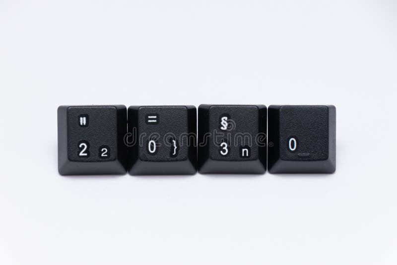 Black Keys of Keyboard with Different Years, Words, Names Stock Image ...