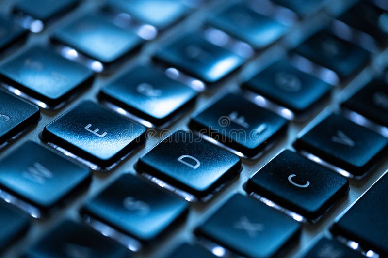 Black Keys on a Laptop with Back Lights Stock Photo - Image of pattern ...