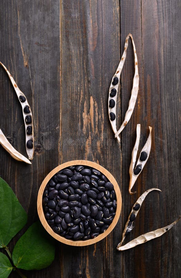 Black Kidney Bean Seed in Bowl on Wooden Background Stock Image - Image ...
