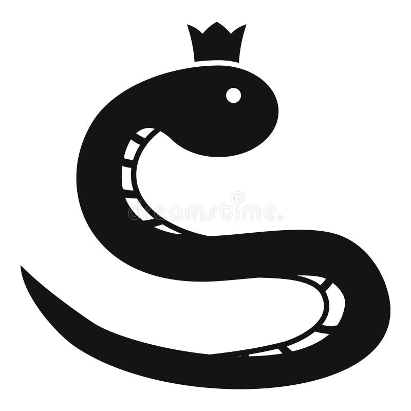 Black King Cobra Snake Wearing Crown Icon Silhouette Stock Vector ...