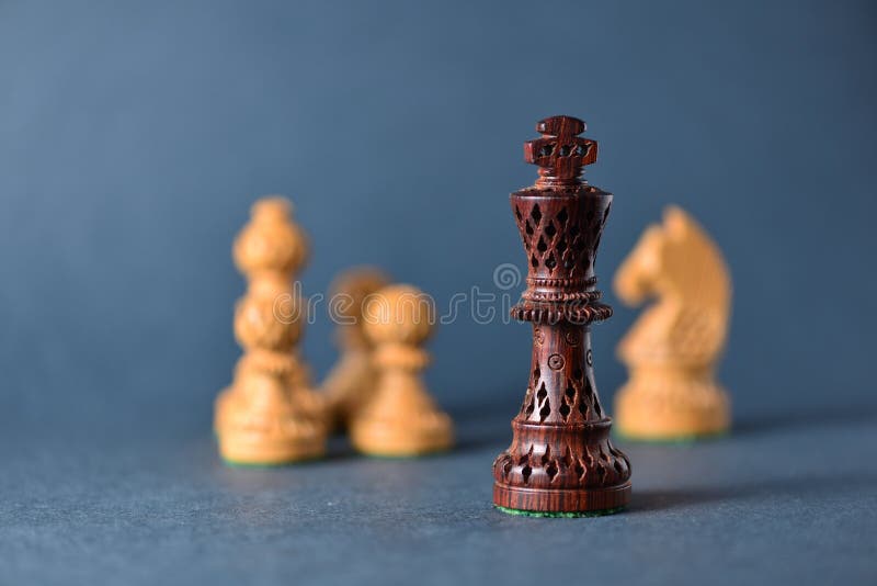 Wooden Chess on Gray Background Stock Photo - Image of piece, king ...