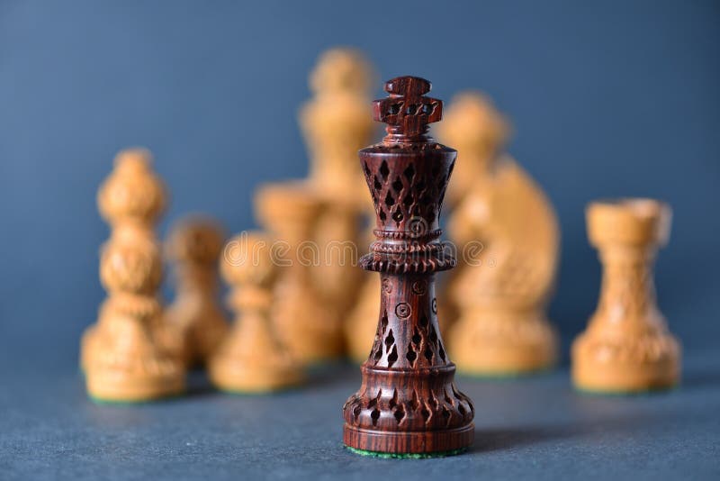 Wooden Chess on Gray Background Stock Photo - Image of business, pawns ...