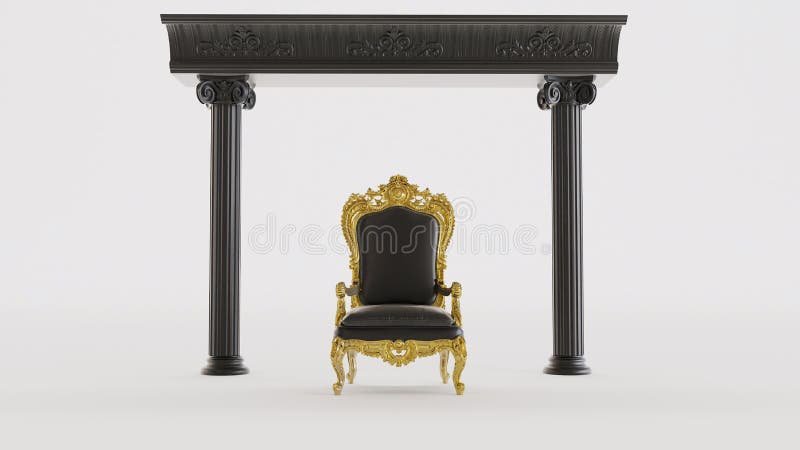 Black King Throne between Black Columns Pillar Isolated on White ...