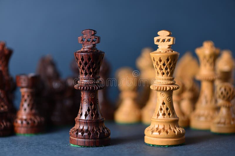 Wooden Chess on Gray Background Stock Image - Image of pieces, play ...
