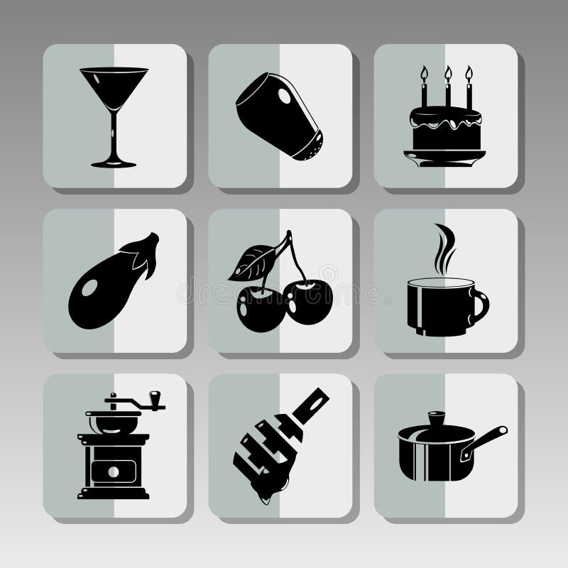 Black kitchen icons 2 stock vector. Illustration of icon - 73172276