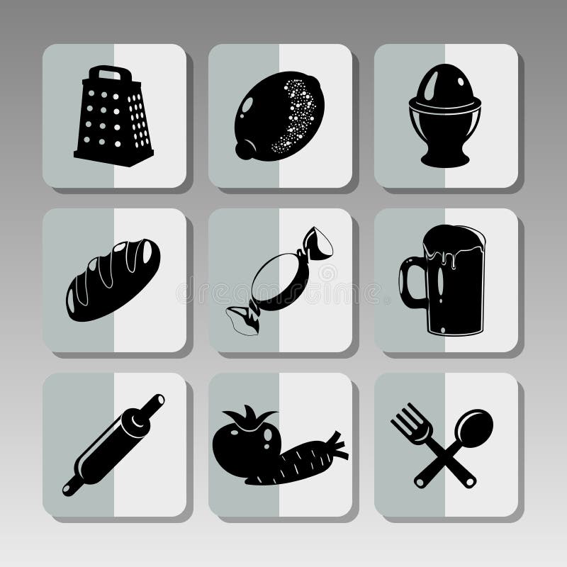 Black kitchen icons stock vector. Illustration of symbol - 73172284