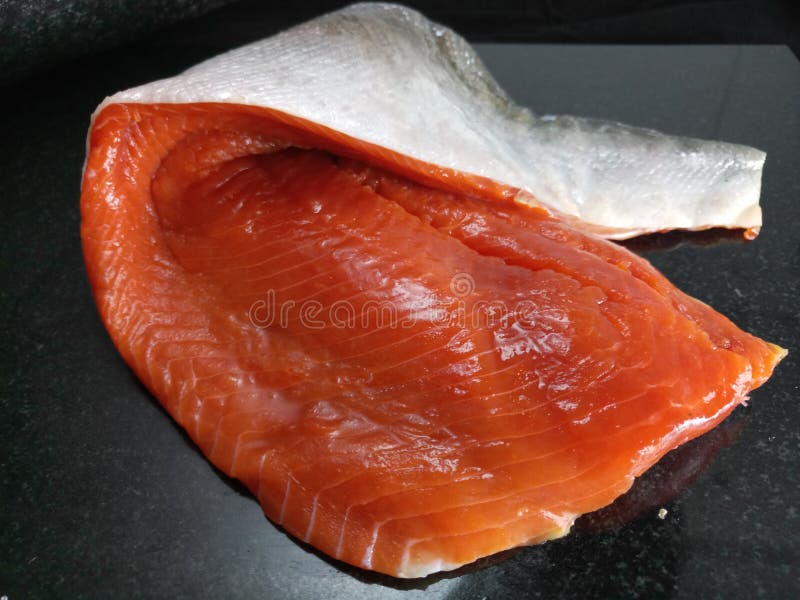 Uncooked Atlantic Salmon Preparing To Cook Stock Image - Image of ...
