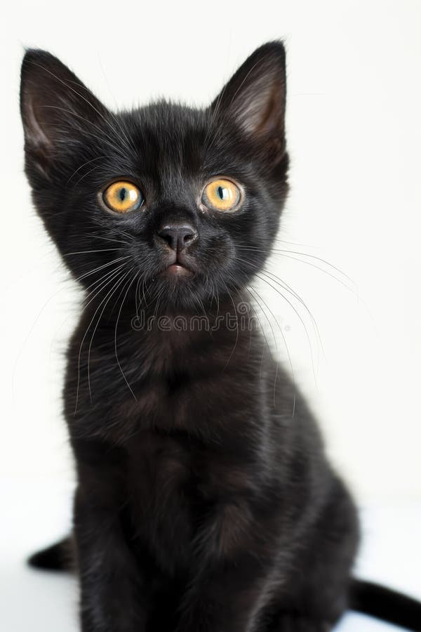 Baby Black Kitten With Yellow Eyes