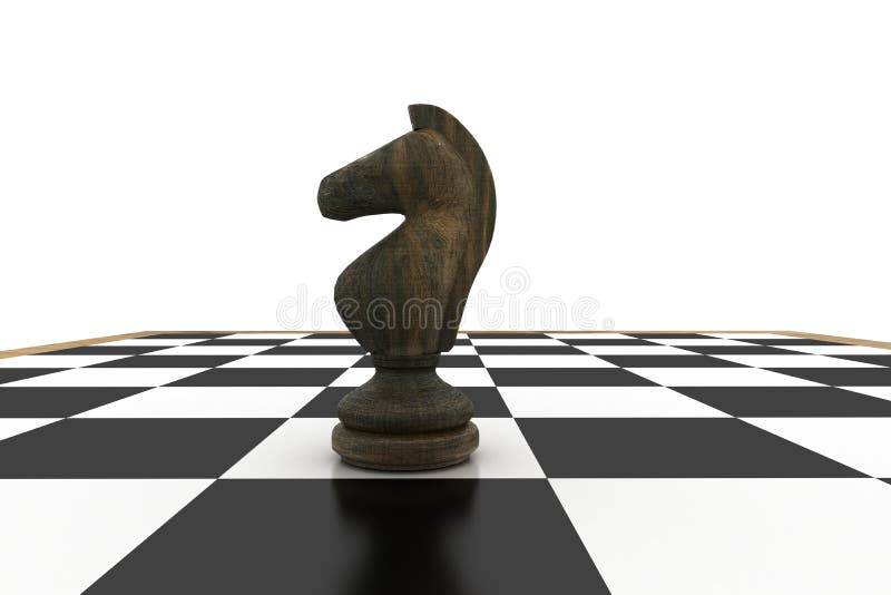 Black Knight on Chess Board Stock Illustration - Illustration of knight ...