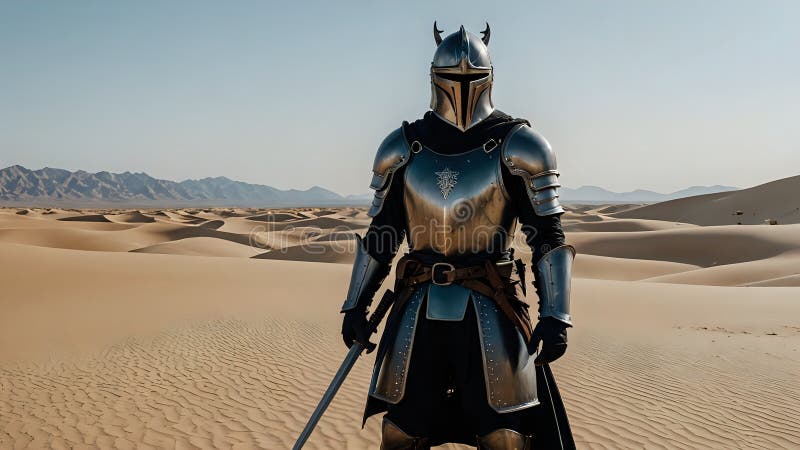 Black knight on desert stock image. Image of desert - 347751385