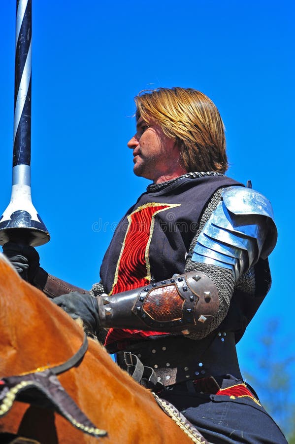 Black Knight Mounted on His Steed Editorial Image - Image of spectacle ...