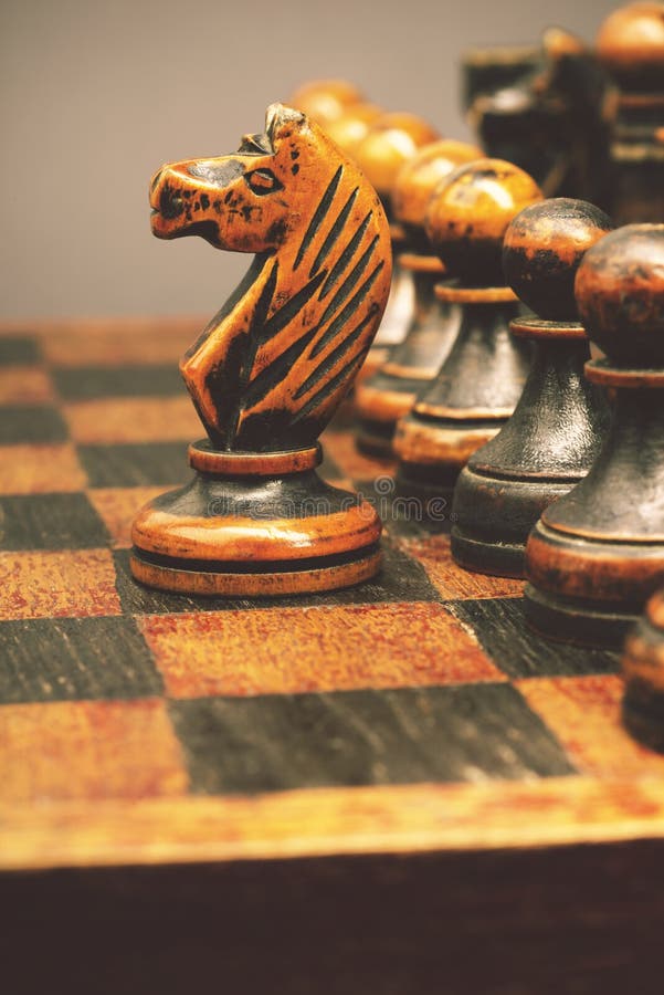 A Black Knight Piece in the Chess Game Stock Image - Image of defense ...