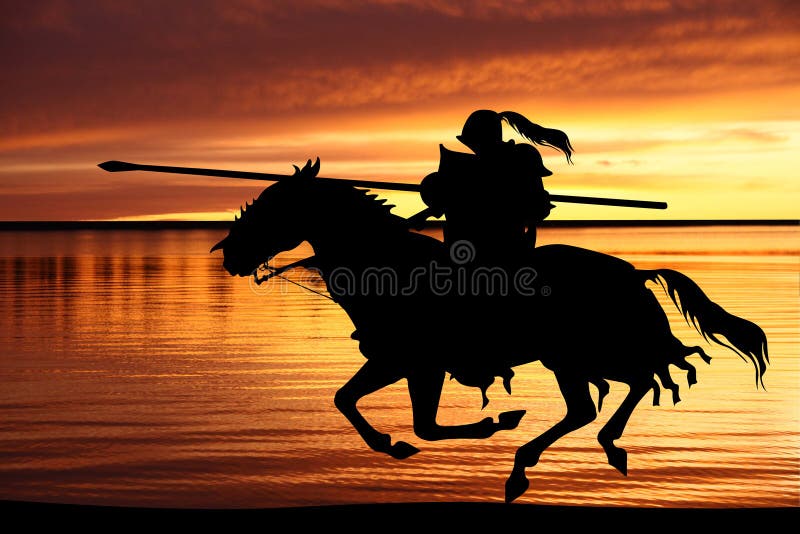 Black Knight and sunset stock illustration. Illustration of steel ...