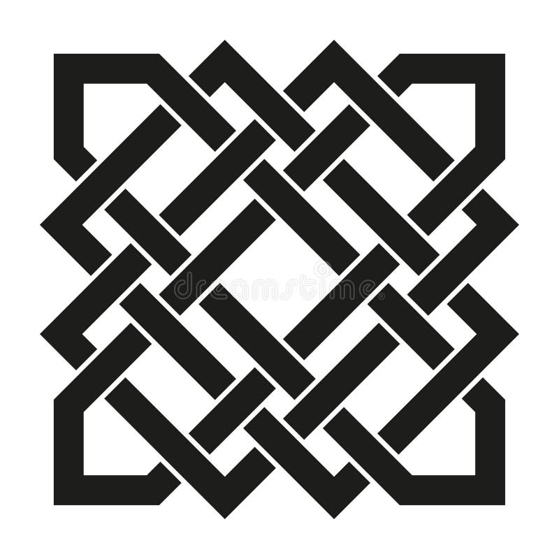 Black Knot Icon. Square Loop Motif. Celtic Braid Vector. White Backdrop ...