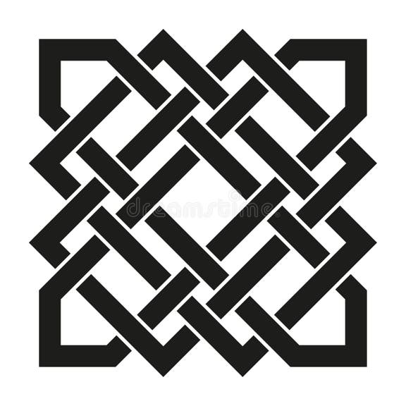 Black Knot Icon. Square Loop Motif. Celtic Braid Vector. White Backdrop ...