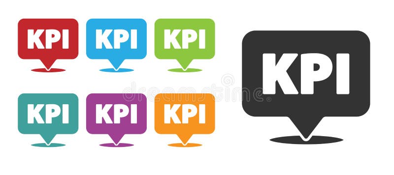 Set KPI - Key Performance Indicator Icon Isolated On Black And White ...