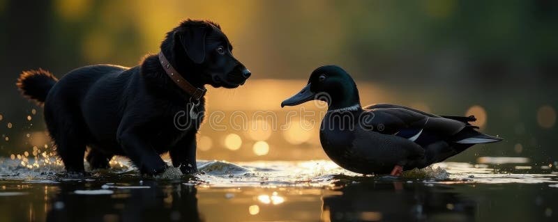 Black Lab and Downed Mallard, Dramatic Lighting, Waterfowl, Bird, Mood ...