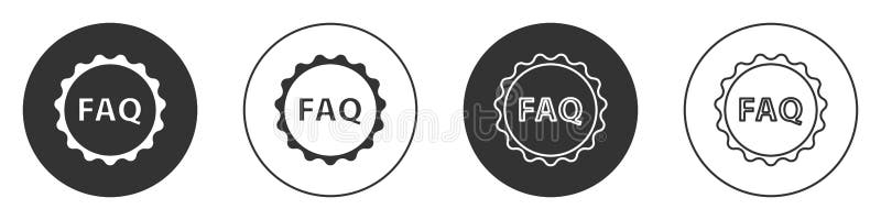 Black Label with Text FAQ Information Icon Isolated on White Background ...