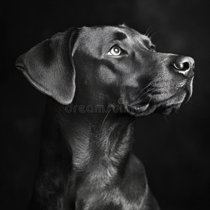 Black Labrador Portrait in Dramatic Lighting Stock Illustration ...