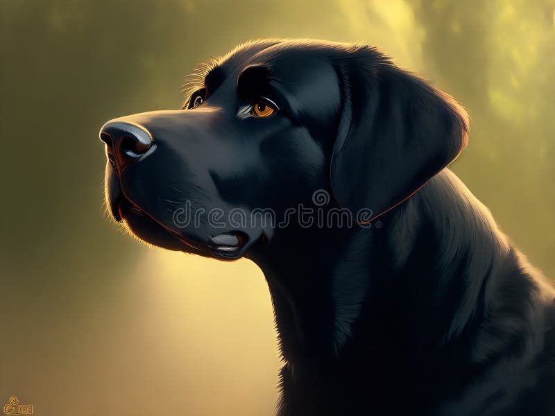 Black Labrador Retriever Art Stock Illustration - Illustration of black ...