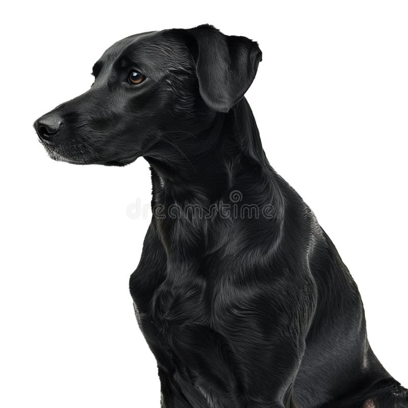 Black Labrador Retriever Posing on White Background Stock Photo ...