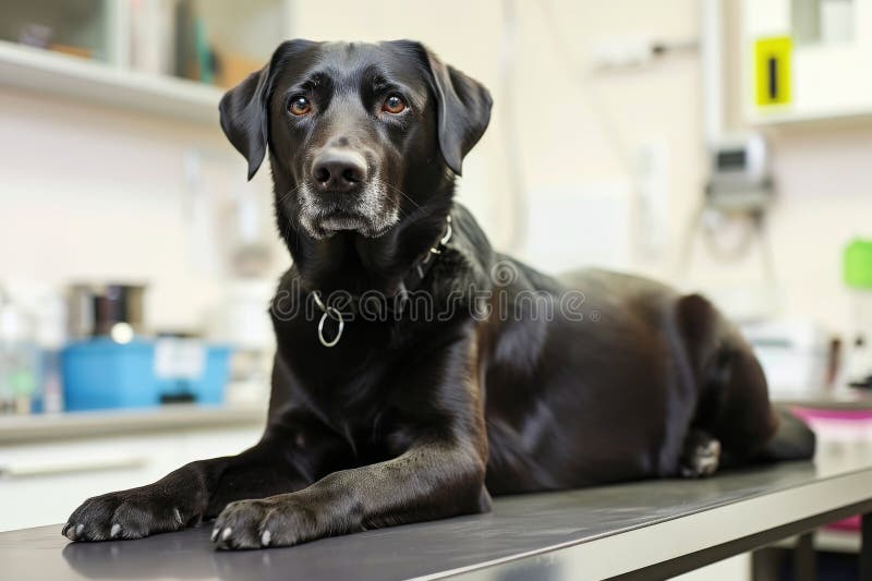 Black Labrador on Vet S Table Stock Image - Image of health, expertise ...