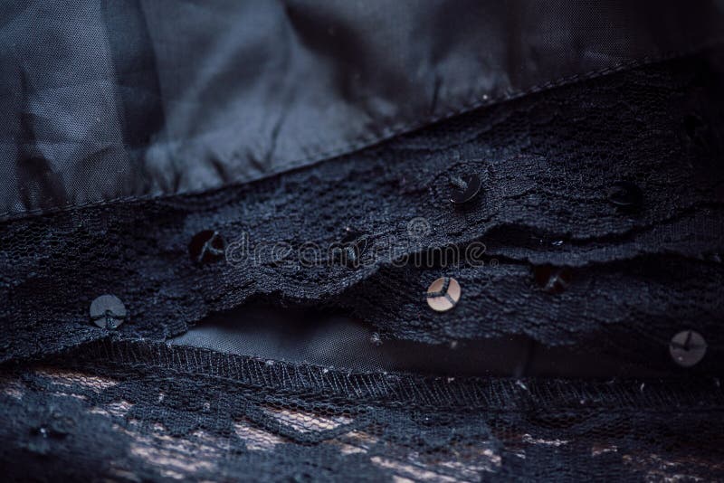 The Black Lace As an Element of Clothing. Fabric Texture As an Element ...