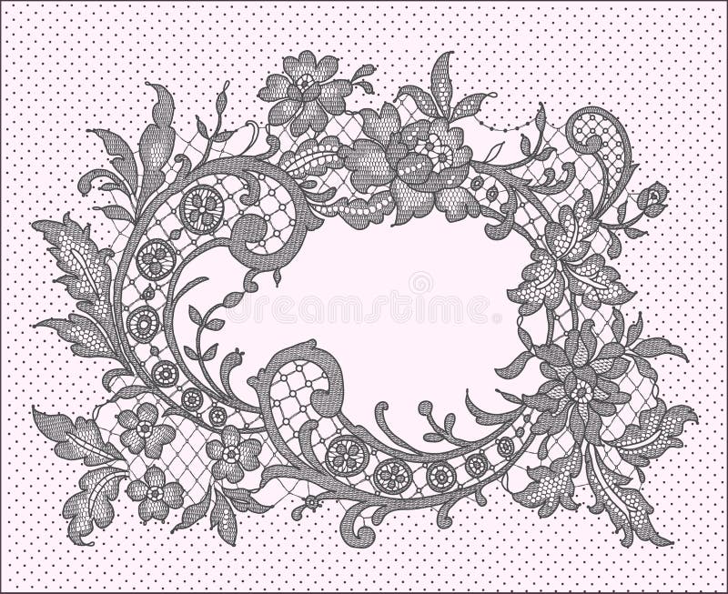 Black Lace Frame. Floral Pattern Stock Vector - Illustration of ...