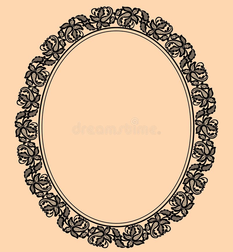 Black Lace. Oval Frame. stock vector. Illustration of retro - 64612757