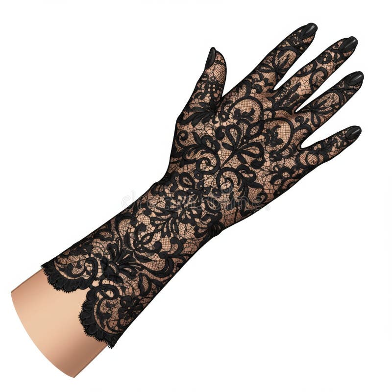 Black Lace Gloves on a Woman S Hand Stock Illustration - Illustration ...