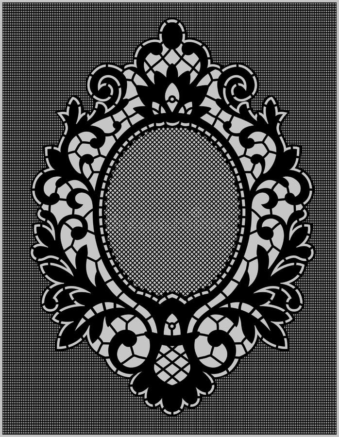 Black Lace. Oval Frame. stock vector. Illustration of lace - 64612757