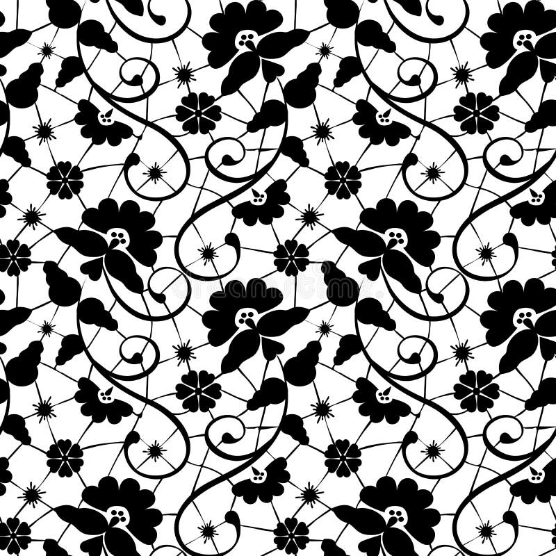 Black Seamless Lace Pattern Stock Vector - Illustration of loop ...