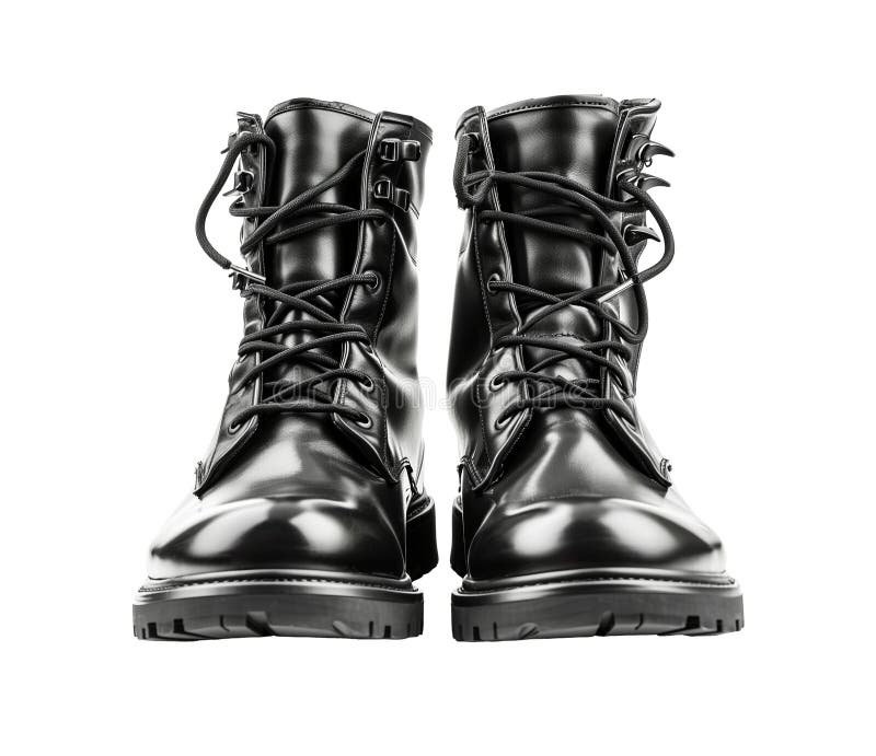Black Lace-up Combat Boots on Transparent Background Stock Illustration ...