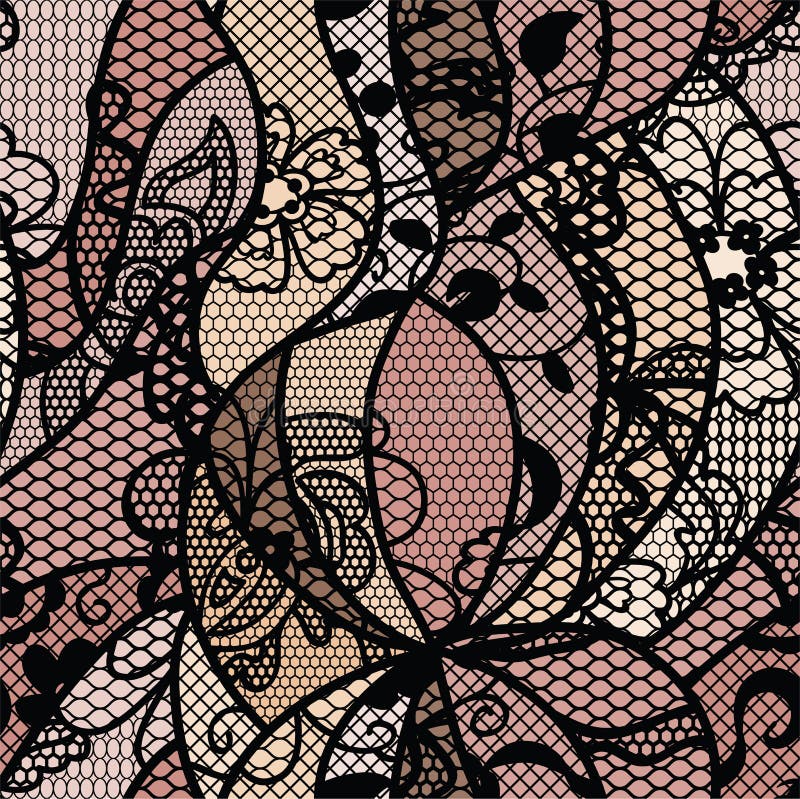 Black Lace Vector Fabric Seamless Pattern Stock Vector - Illustration ...