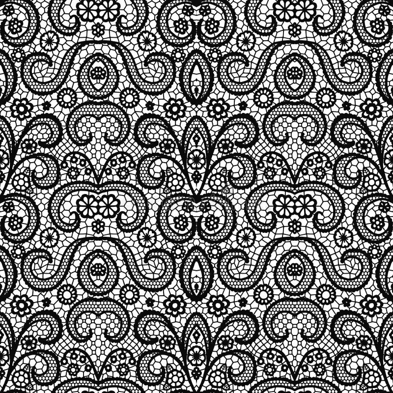 Black Lace Vector Fabric Seamless Pattern Stock Vector - Illustration ...